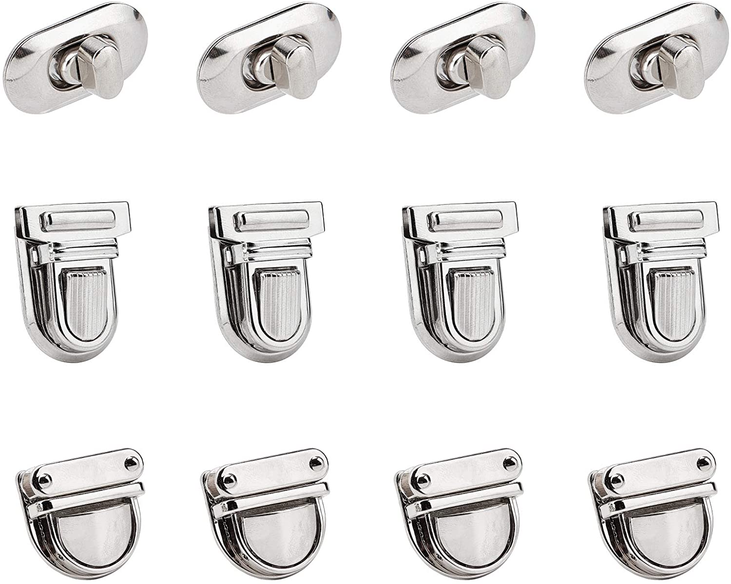 12 Sets 3 Styles Iron Bag Lock Twist Lock Clasp Clasp Metal Bag Tuck ...