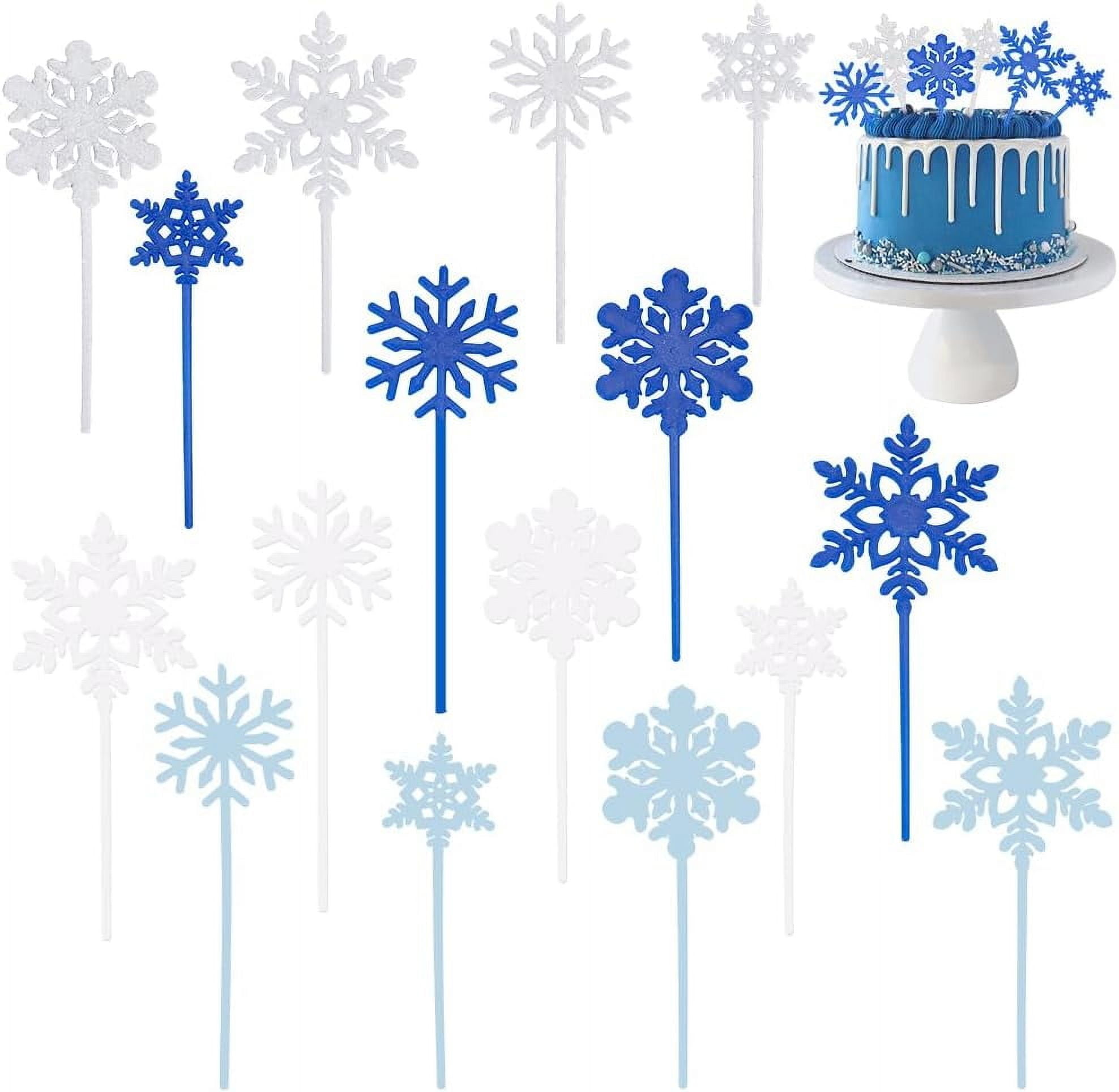 12 Sets 48Pcs Snowflake Cake Topper Bulk Christmas Cupcake Toppers ...