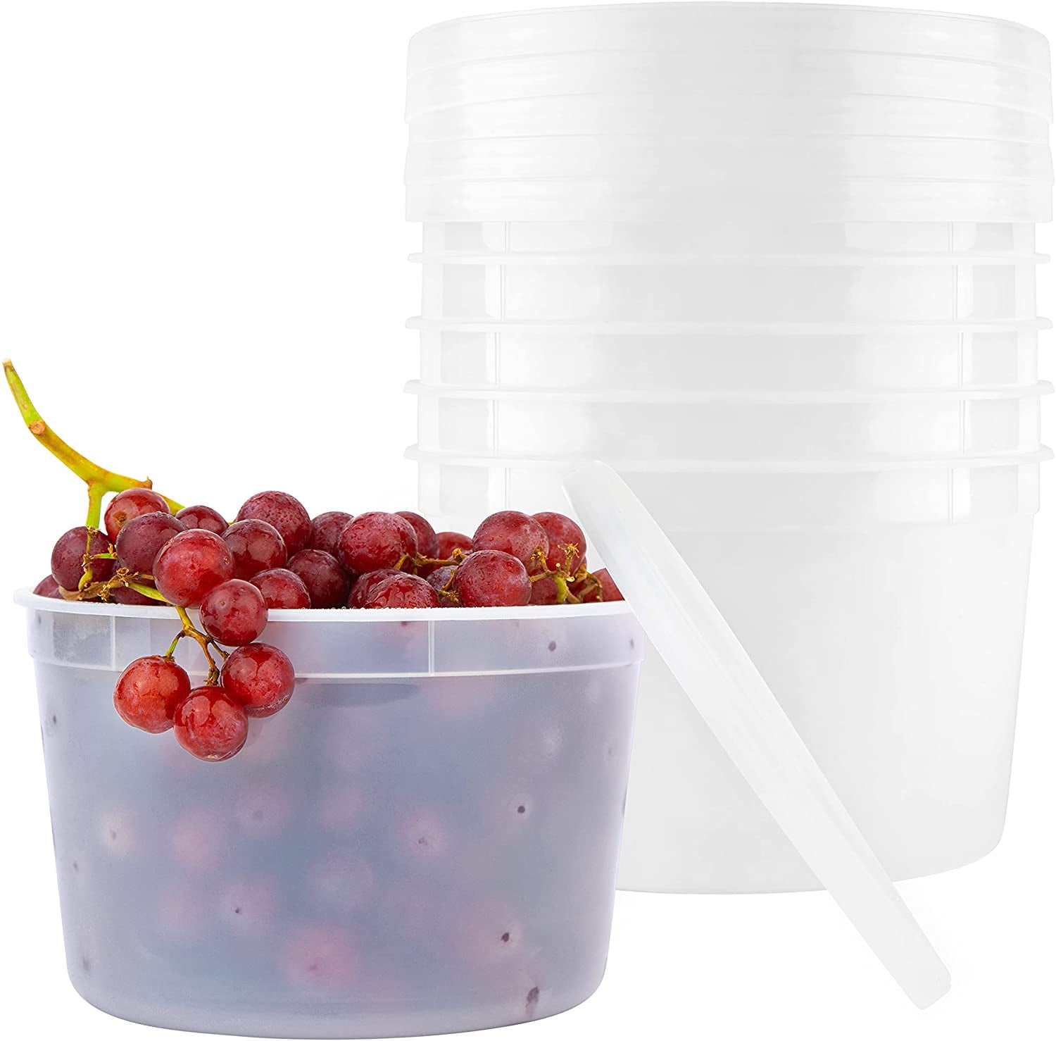 [12 Sets - 64 oz.] Plastic Deli Food Storage Containers with Airtight ...