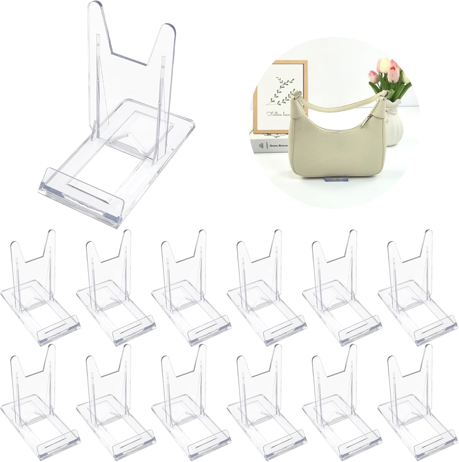 12 Sets of Adjustable Purse Display Stand Clear Handbag Stand Holder ...