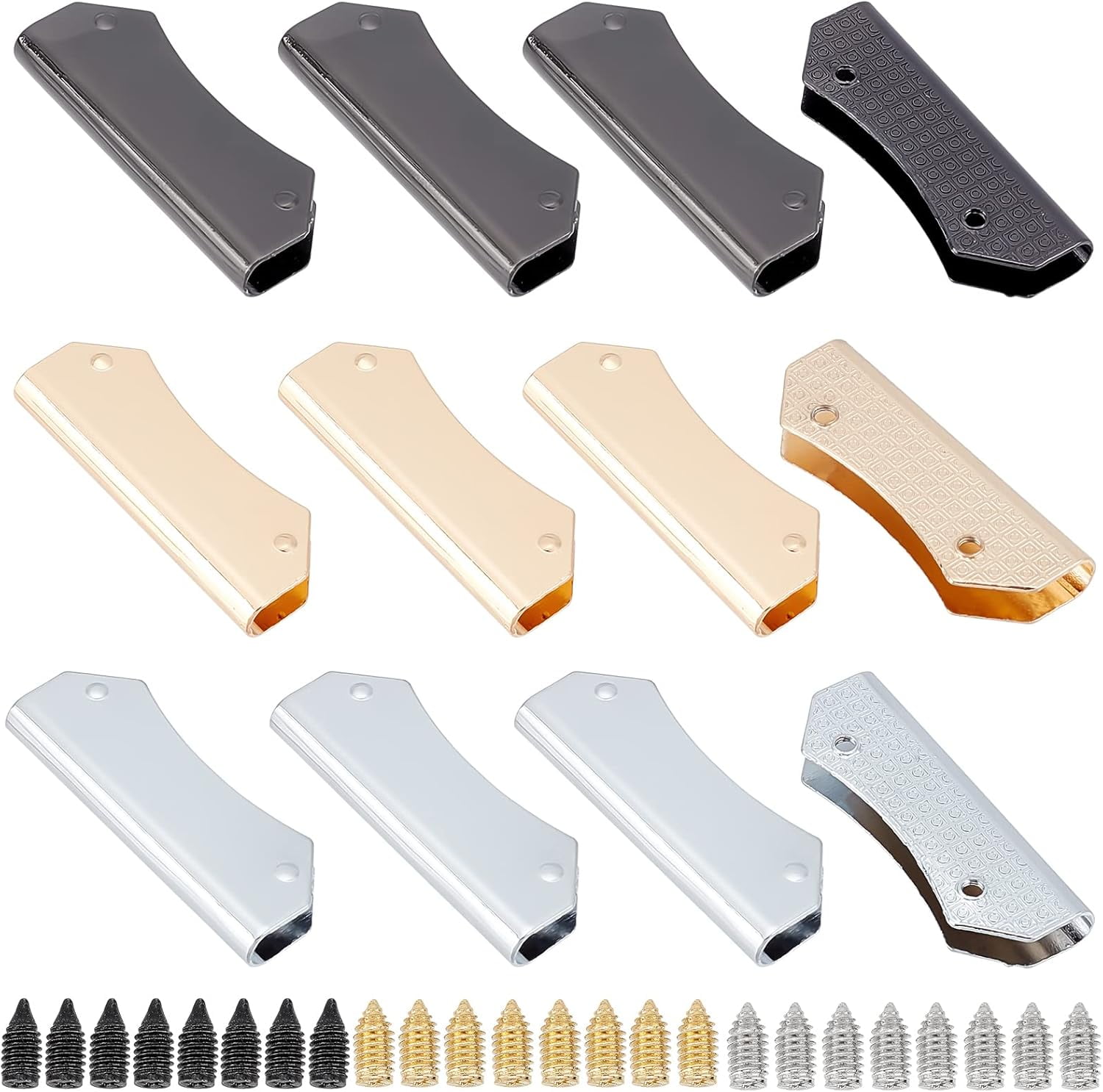 12 Sets Belt Tip with Screw 3 Colors Purse Bag Decorative Clip Buckles ...