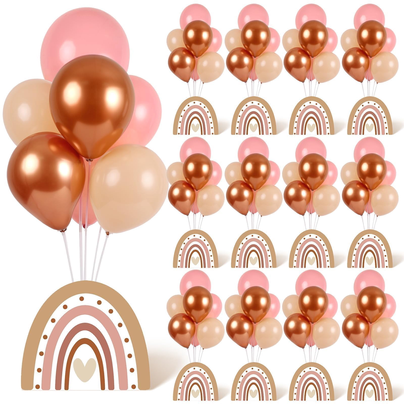 12 Sets Boho Rainbow Baby Shower Balloon Stand Kit for Table Boho ...