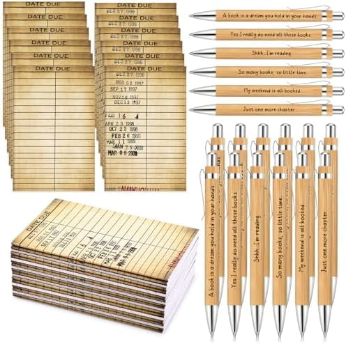 12 Sets Book Lovers Gifts Bulk Book Lover Notebook and Bamboo Pens ...