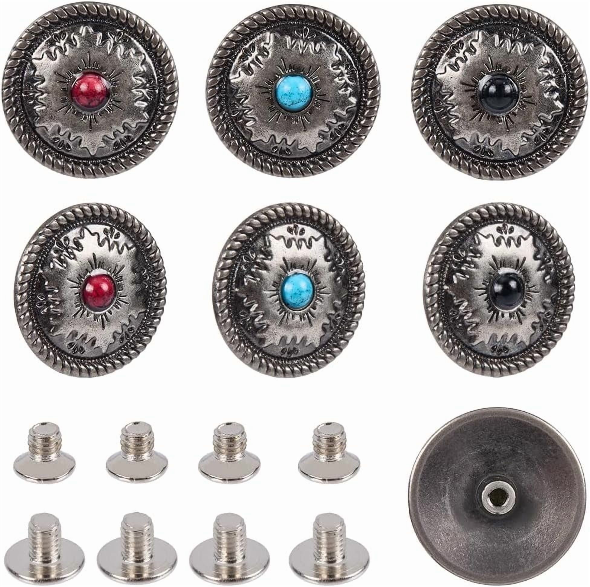 12 Sets/Box Screw Back Button Oval 3 Colors Turquoise Silver Metal ...