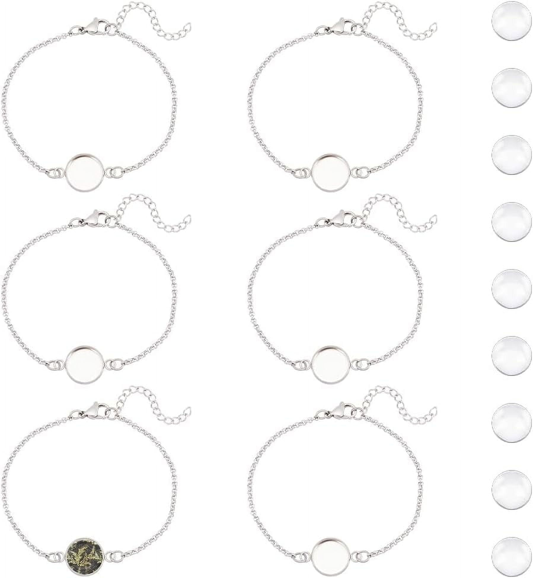 12 Sets Bracelet Bezel Settings Stainless Steel Bracelets Cabochon ...
