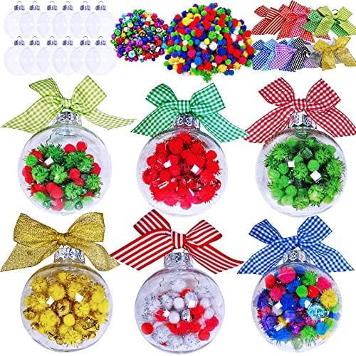 12 Sets Christmas Bulb Ornament Balls Clear Plastic Glass Ball Craft ...