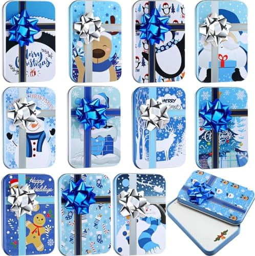 12 Sets Christmas Gift Card Tin Boxes Gift Card Holder Small Christmas ...