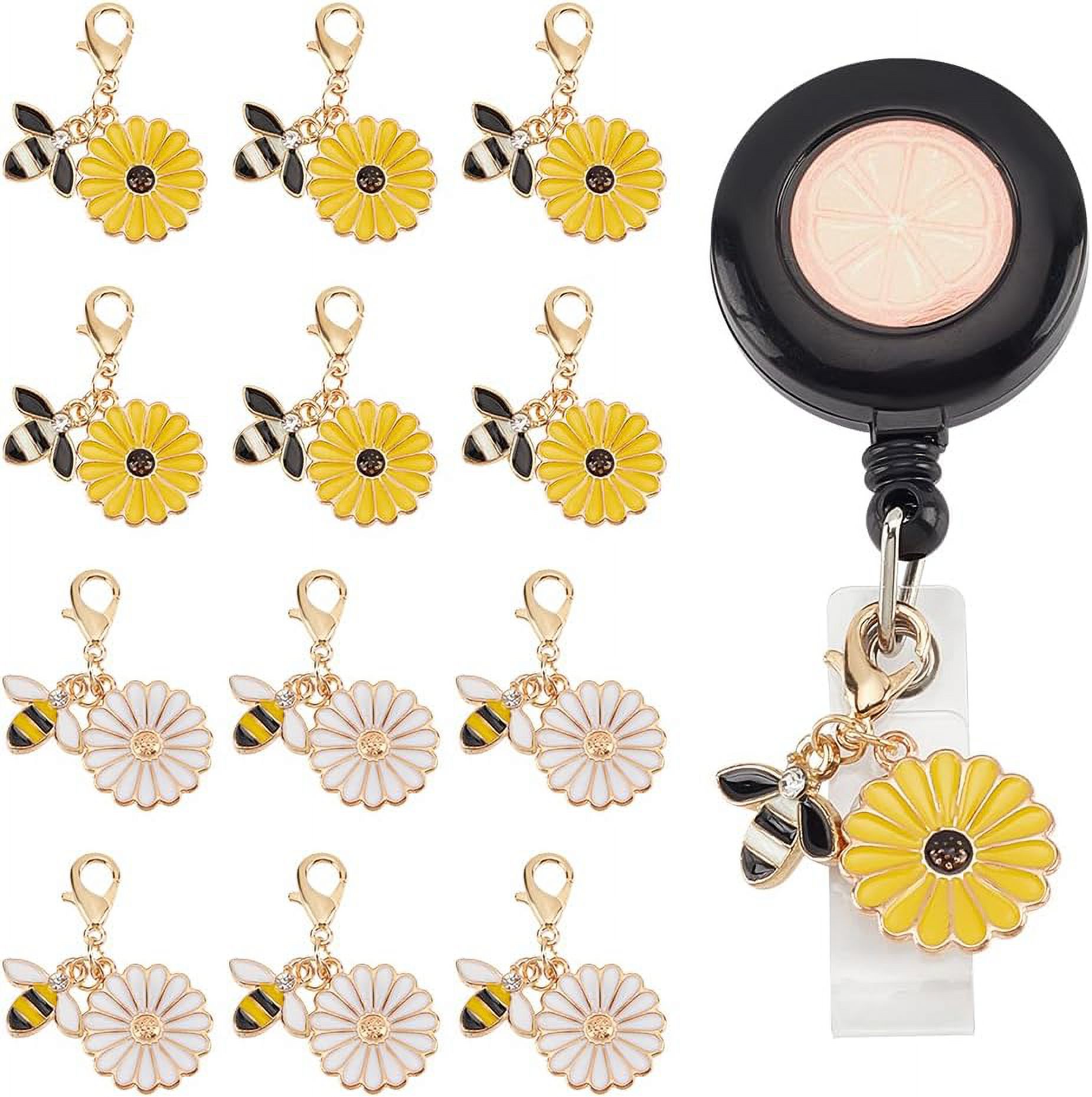 12 Sets Enamel Badge Reel Charm for Student Nurse Teacher Bee&Flower ...