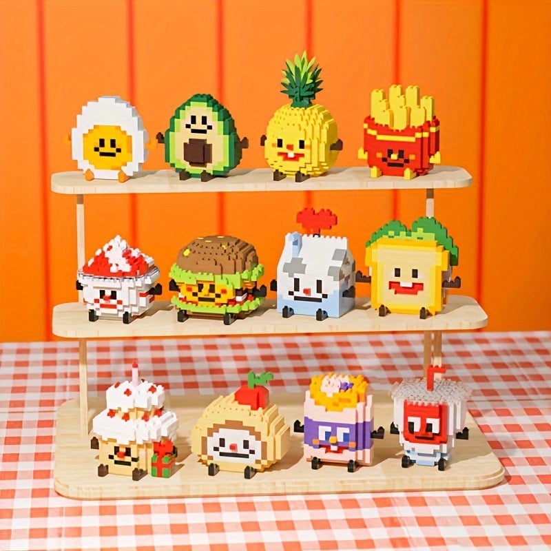 12 Sets Food Building Blocks Gift Box - DIY Cartoon Food Puzzle, Cute ...