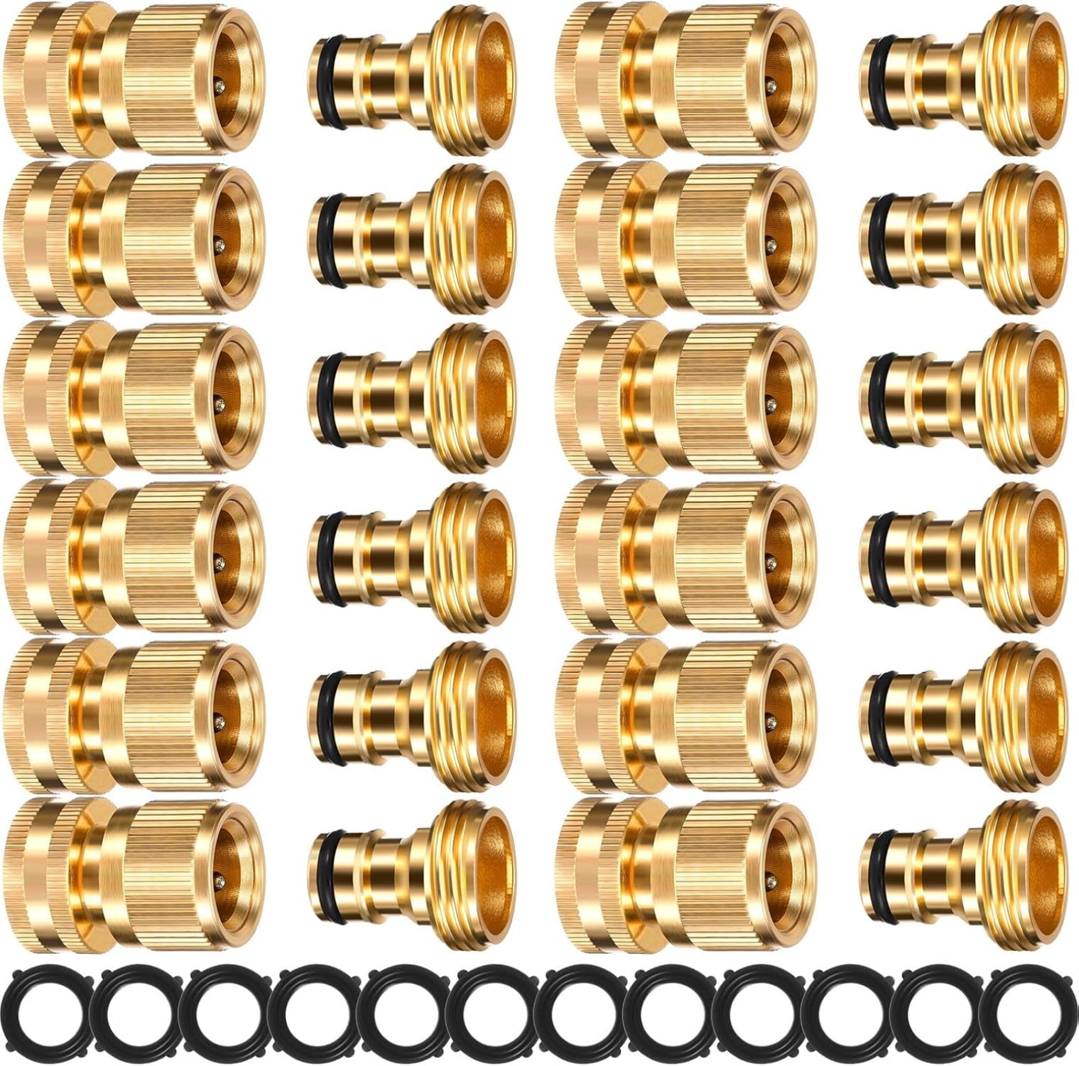 12 Sets Garden Hose Connector Solid Brass 3/4 Inch Quick Water Hose ...