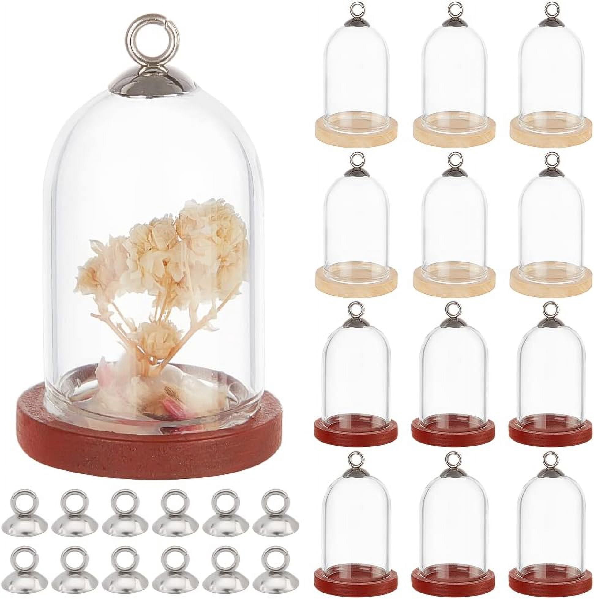 12 Sets Glass Dome Cloche with Bead Cap Pendant Bail Clear Glass Dome ...