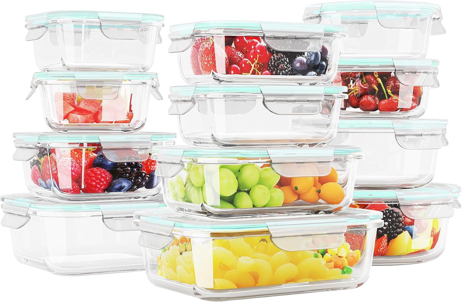 12 Sets Glass Food Storage Containers with Lids, Glass Meal Prep ...
