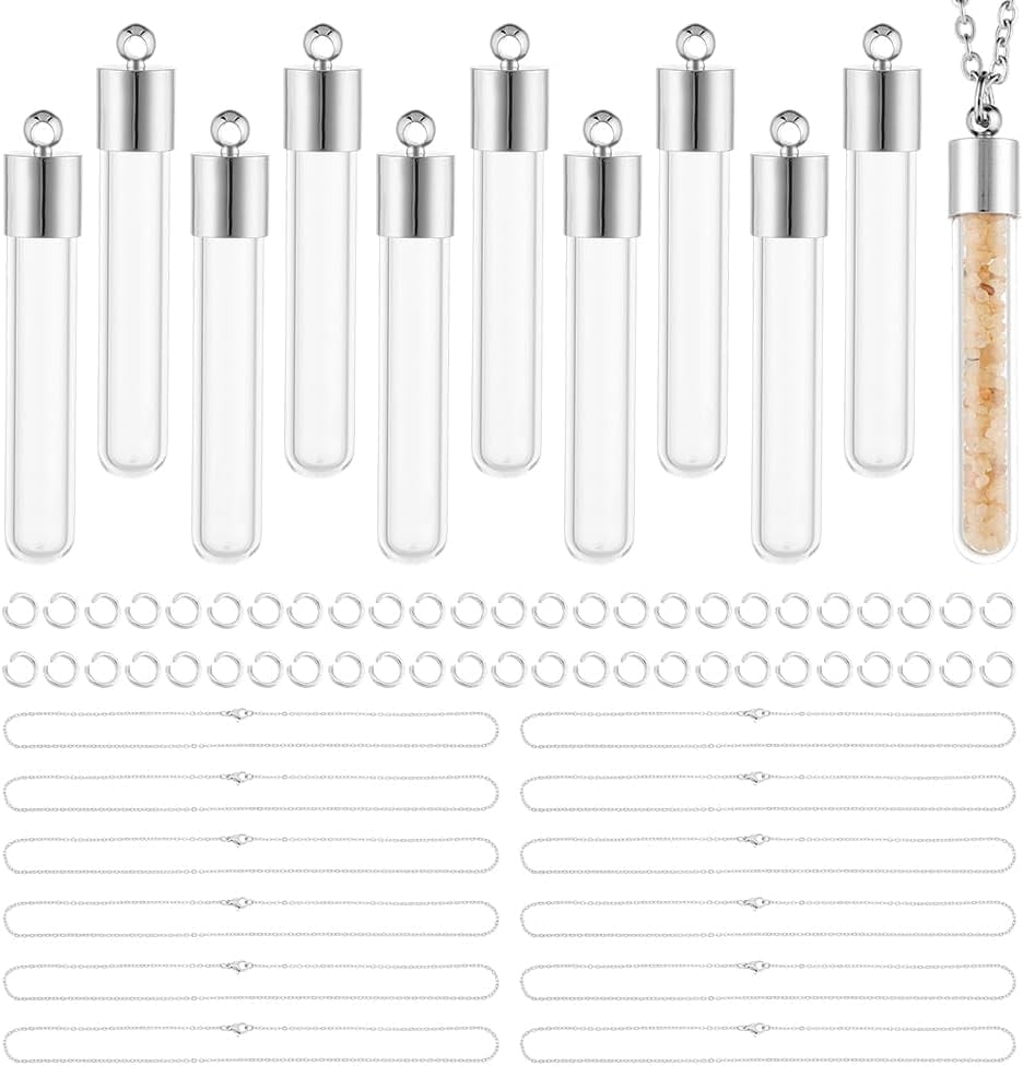 12 Sets Glass Vial Necklace Openable Glass Vial Pendant Wishing Bottle ...