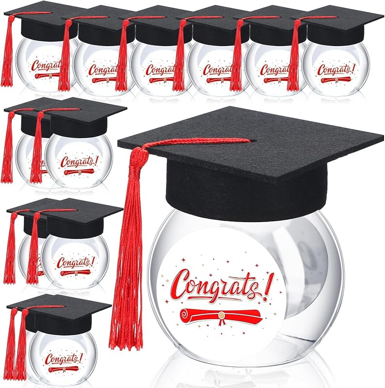 12 Sets Graduation Cap Candy Jars 2025, 8oz Plastic Candy Container ...