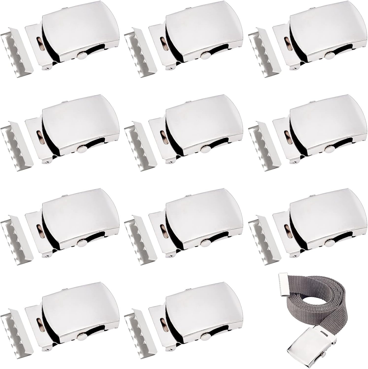 12 Sets Iron Belt Buckle and End Tip Rectangle Platinum Buckles ...