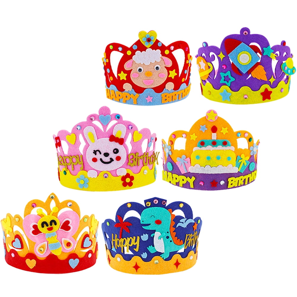 12 Sets Kids Birthday Crown DIY Kit Birthday Hat Making Materials Kids ...