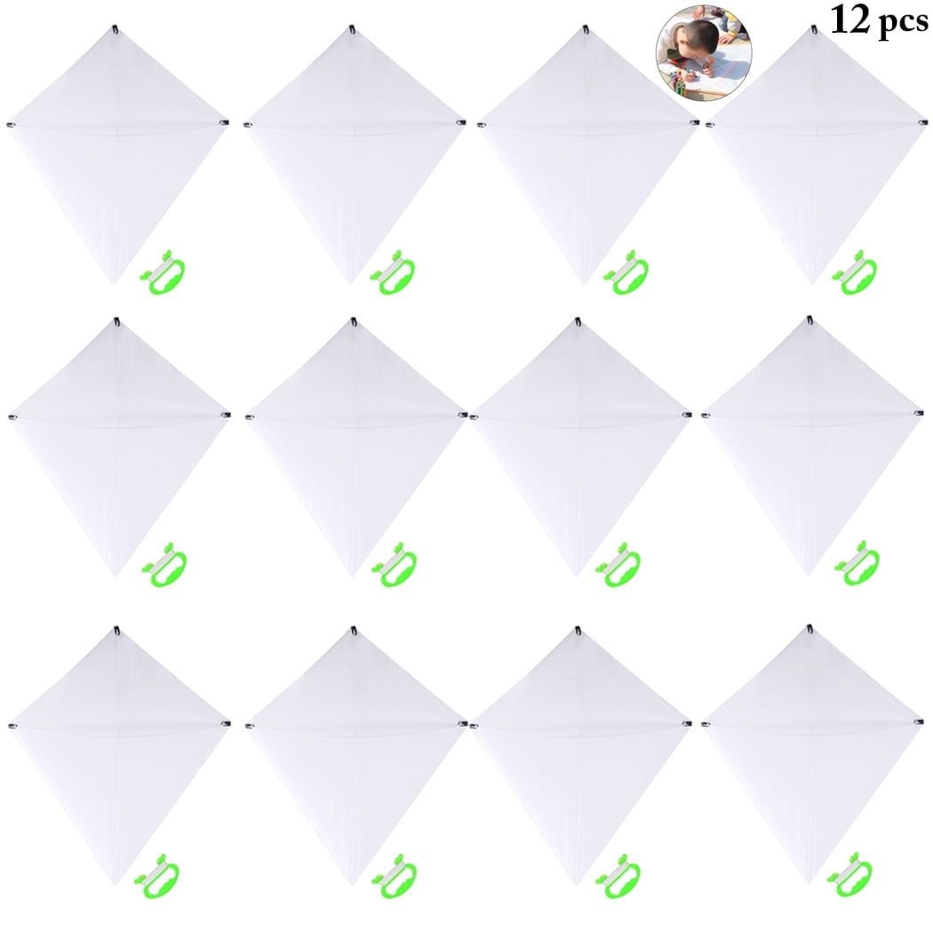 12 Sets Children's DIY Blank Coloring Kite Pack Toy with Swivel and ...