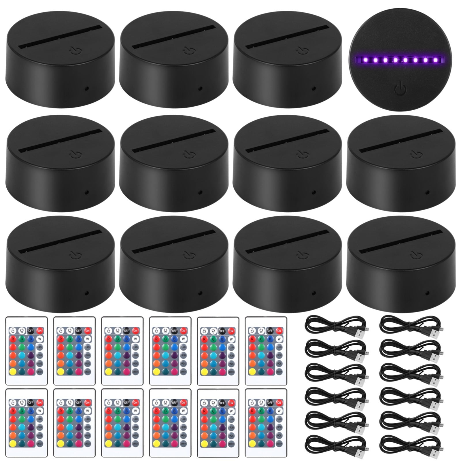 12 Sets LED Lamp Base, Dimmable LED Night Light Display Base with ...