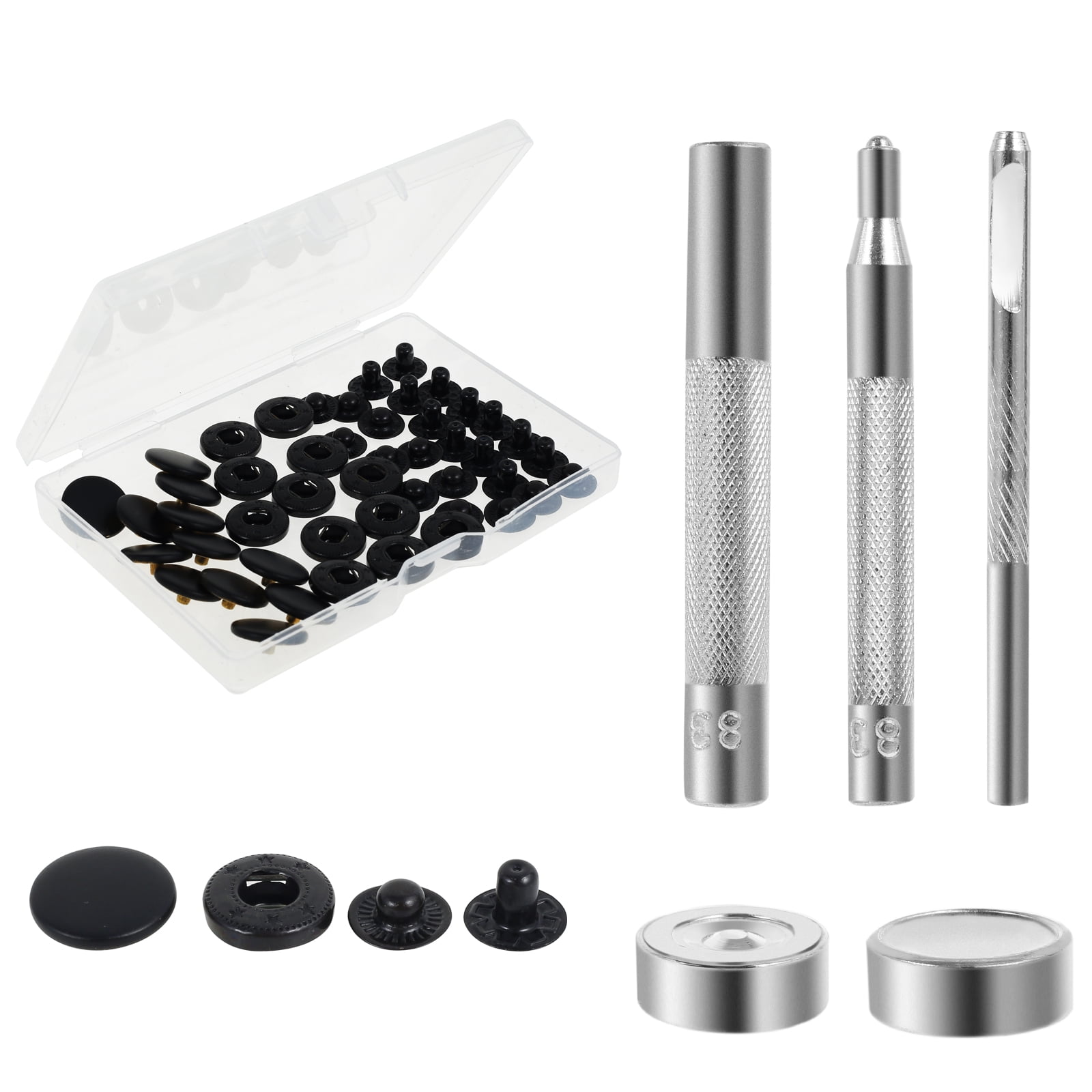 12 Sets Leather Snap Fasteners Kit 0.6inch Metal Snap Buttons Kit with ...