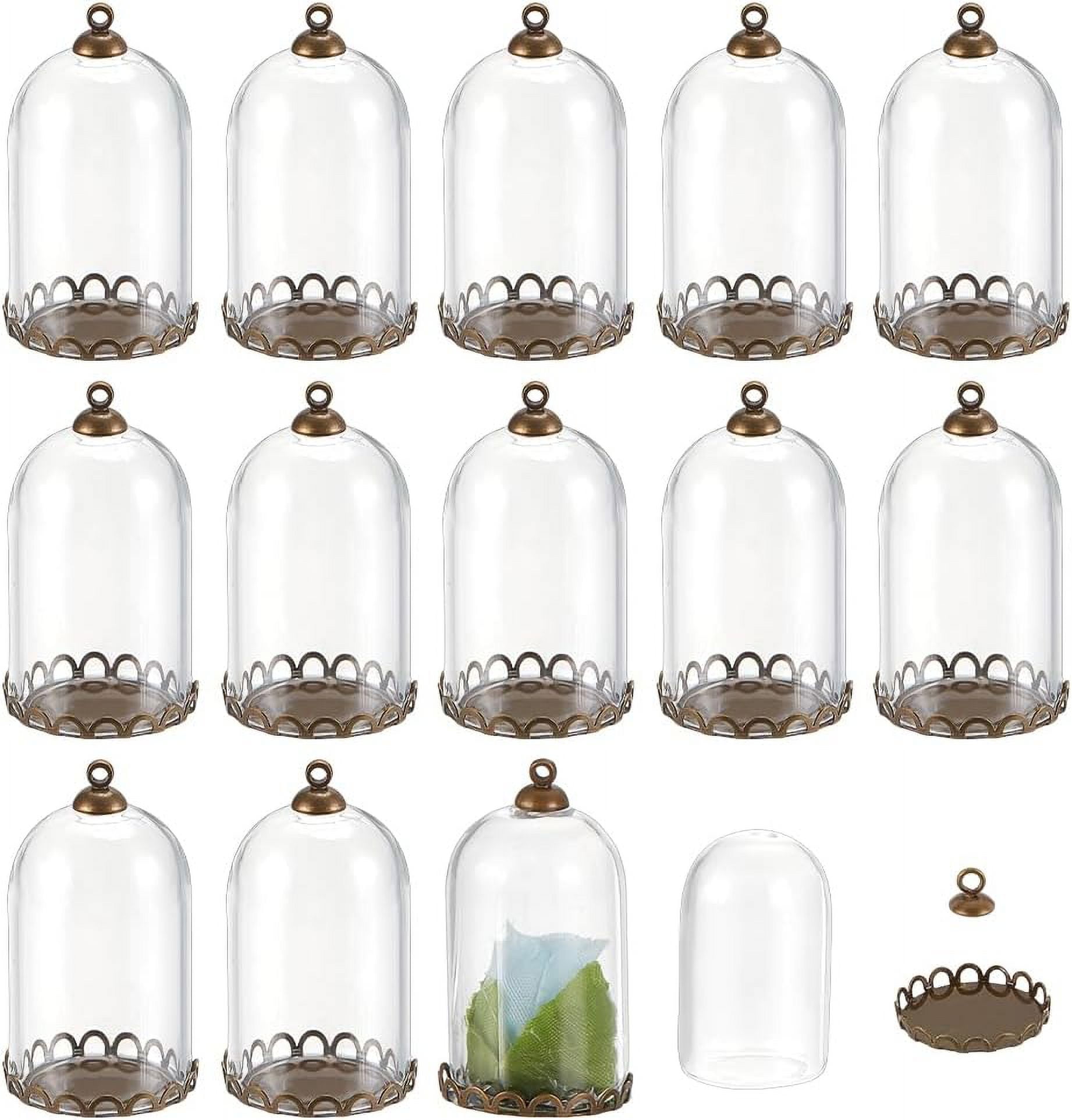 12 Sets Mini Cloche Bell Jar 20.5x20.5x29mm Oval Glass Display Dome ...