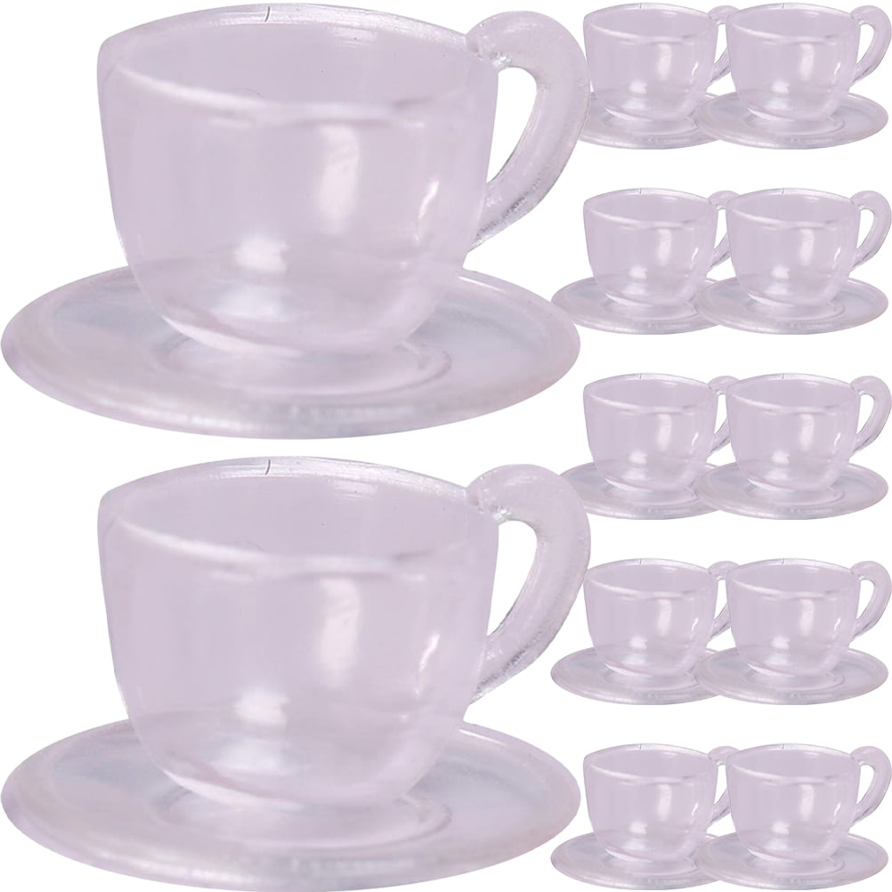 12 Sets Miniature Tea Cup and Saucers Dollhouse Mini Tea Set Micro ...