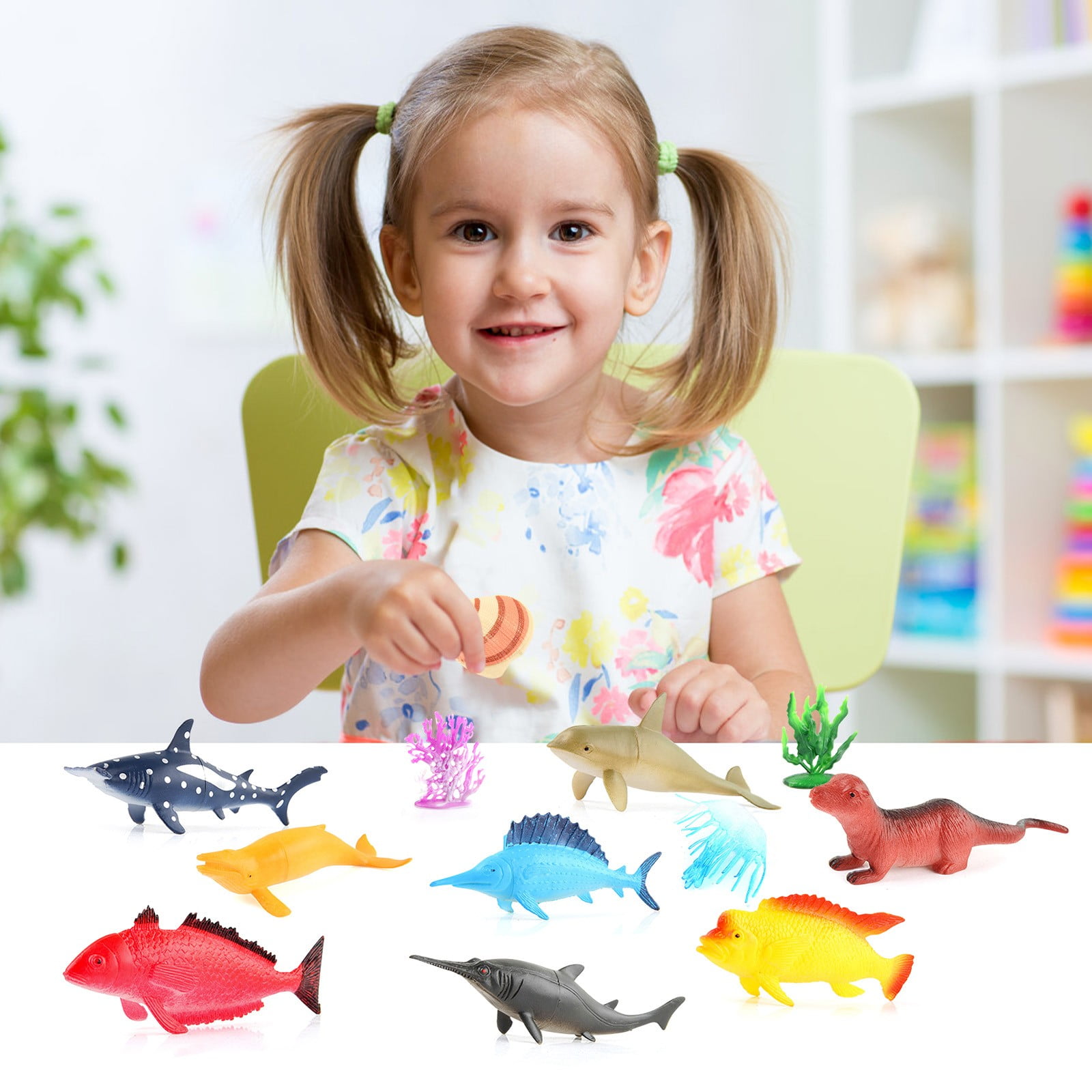 12 Sets Of Colorful Simulation Sea World Animals Suit Model Ornaments ...