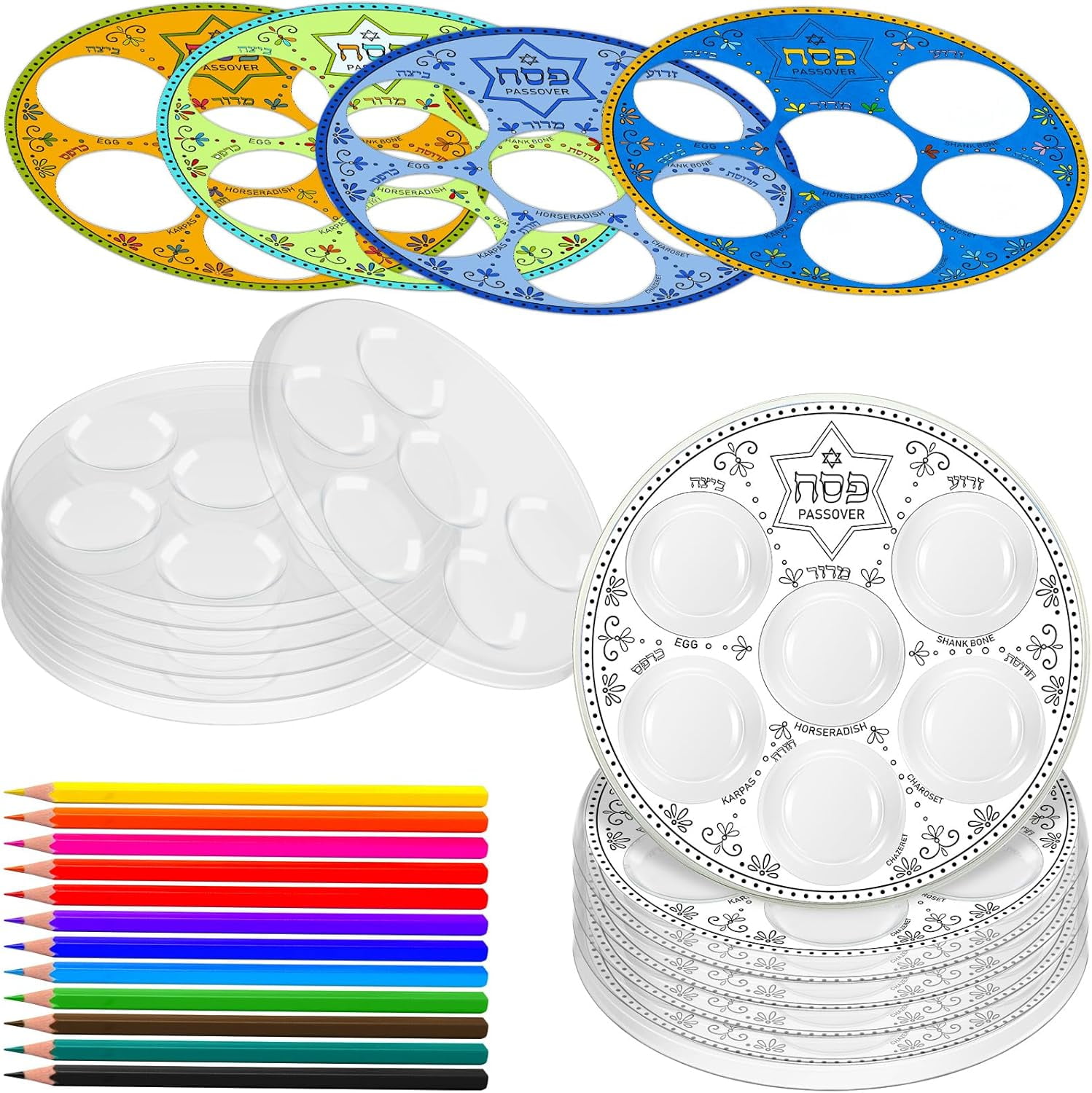 12 Sets Passover Seder Plate Craft Kit: DIY Coloring and Games for Kids ...