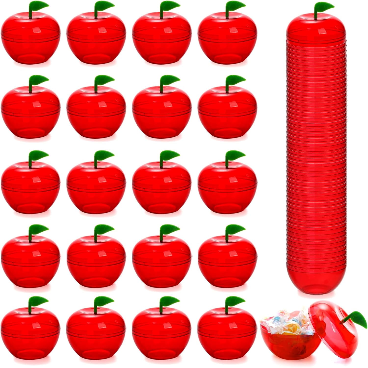 12 Sets Plastic Apple Containers For Teachers Red Apple Shaped Candy ...