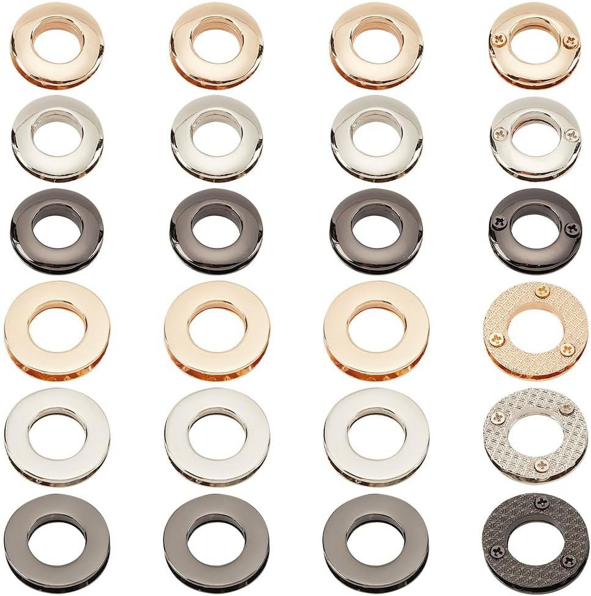 12 Sets Screw Together Grommet Rings 3 Colors Metal Screw Rings Round ...