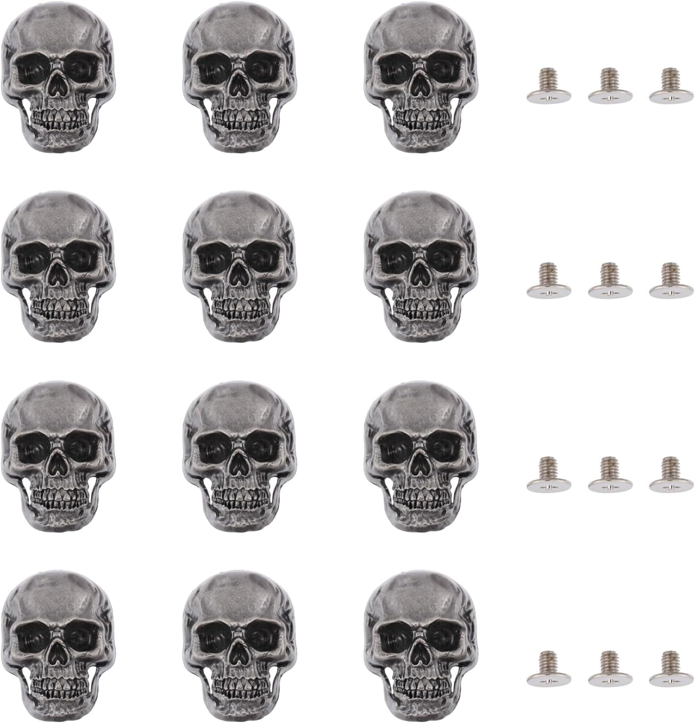 12 Sets Skull Screw Back Punk Skull Head Alloy Rivets Screw Brass Screw ...