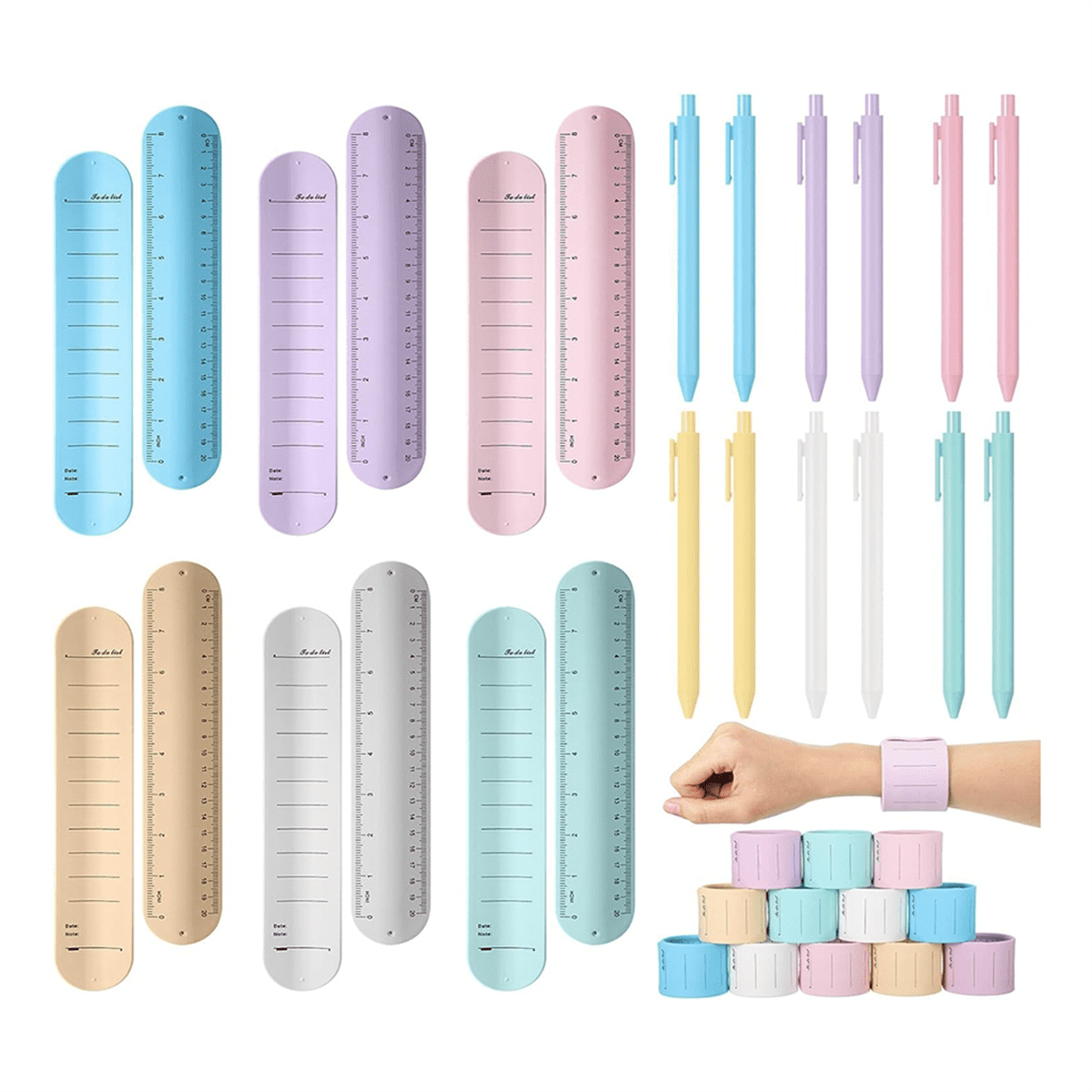 12 Sets Slap Silicone Memo Wrist Band and 1.0 mm Ballpoint Pen Kit ...