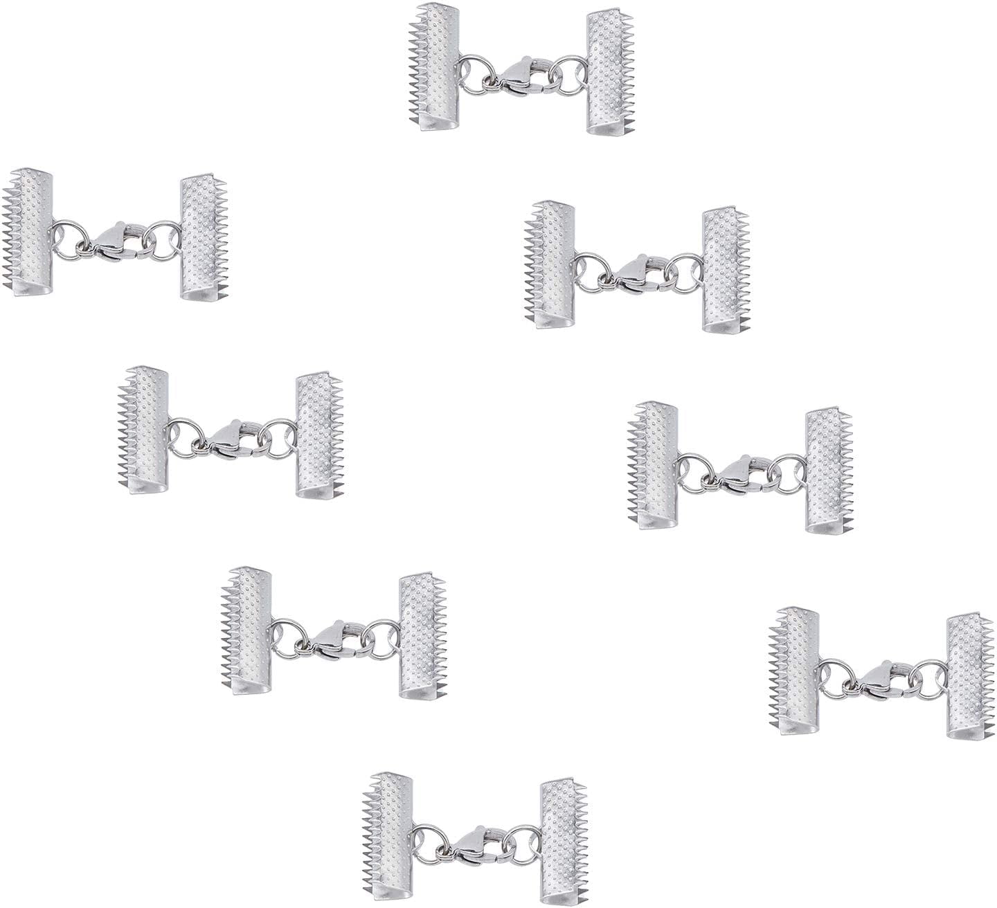 12 Sets Stainless Steel Lobster Claw Clasps with Ribbon Ends and Jump ...
