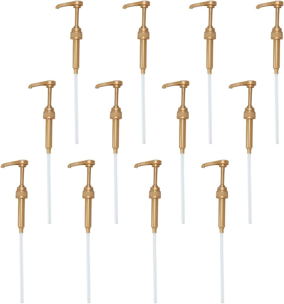 12 Sets Syrup Pump Dispenser, Dark Goldenrod Plastic Pump Bottles Head ...