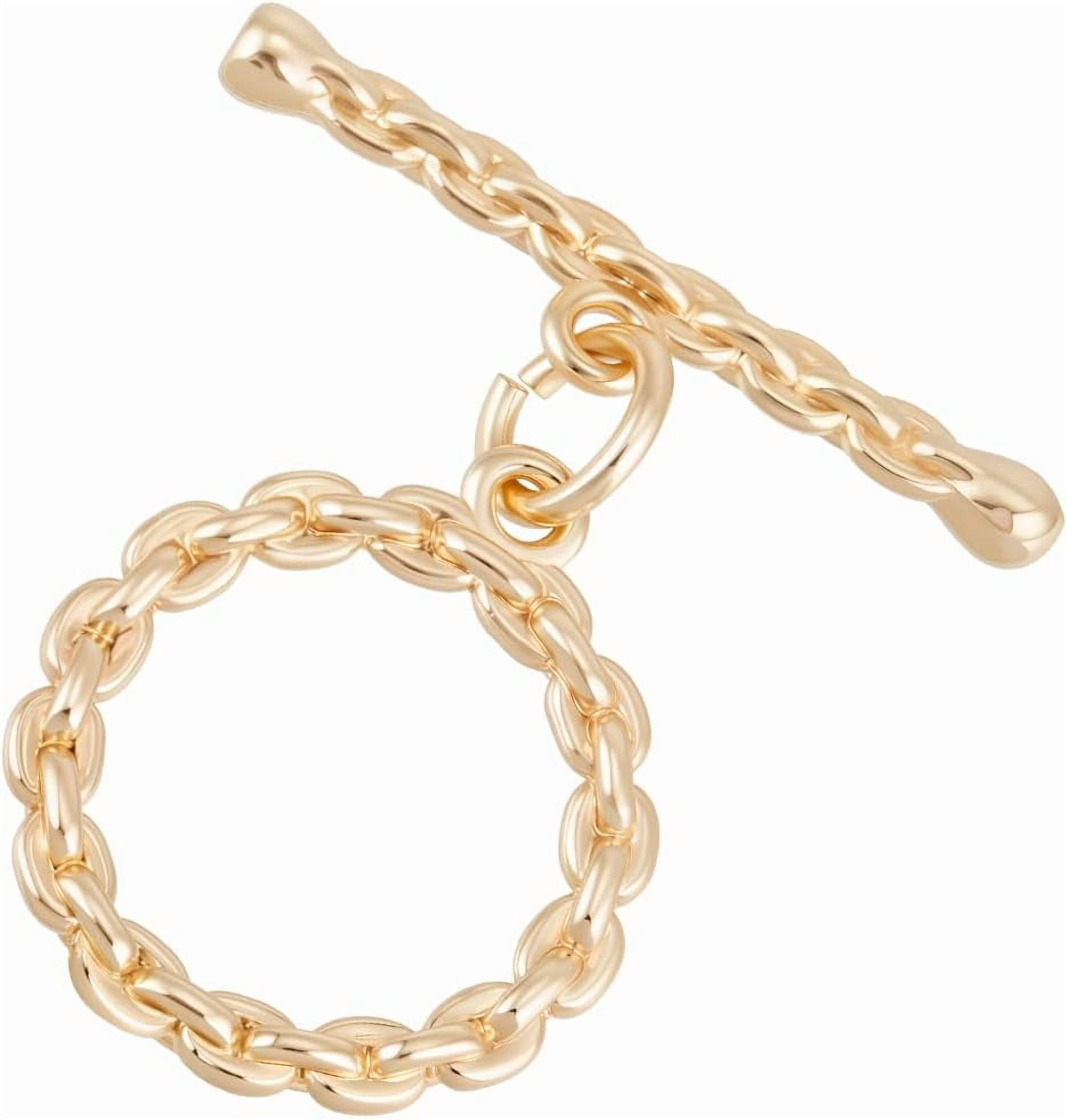 12 Sets Toggle Clasps 18K Gold Plated Round Twist IQ T-bar Closure with Jump Rings Connectors ...