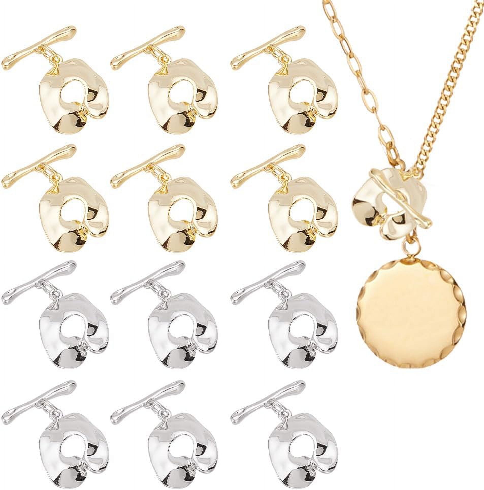 12 Sets Toggle Clasps 2 Colors Brass T-Bar Buckle Closure Irregular OT ...