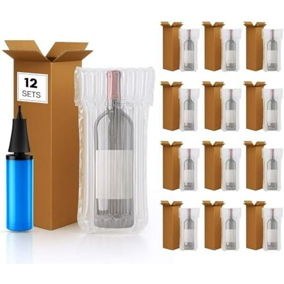 12 Sets Wine Shipping Box, Wine Boxes for Moving Include Wines ...