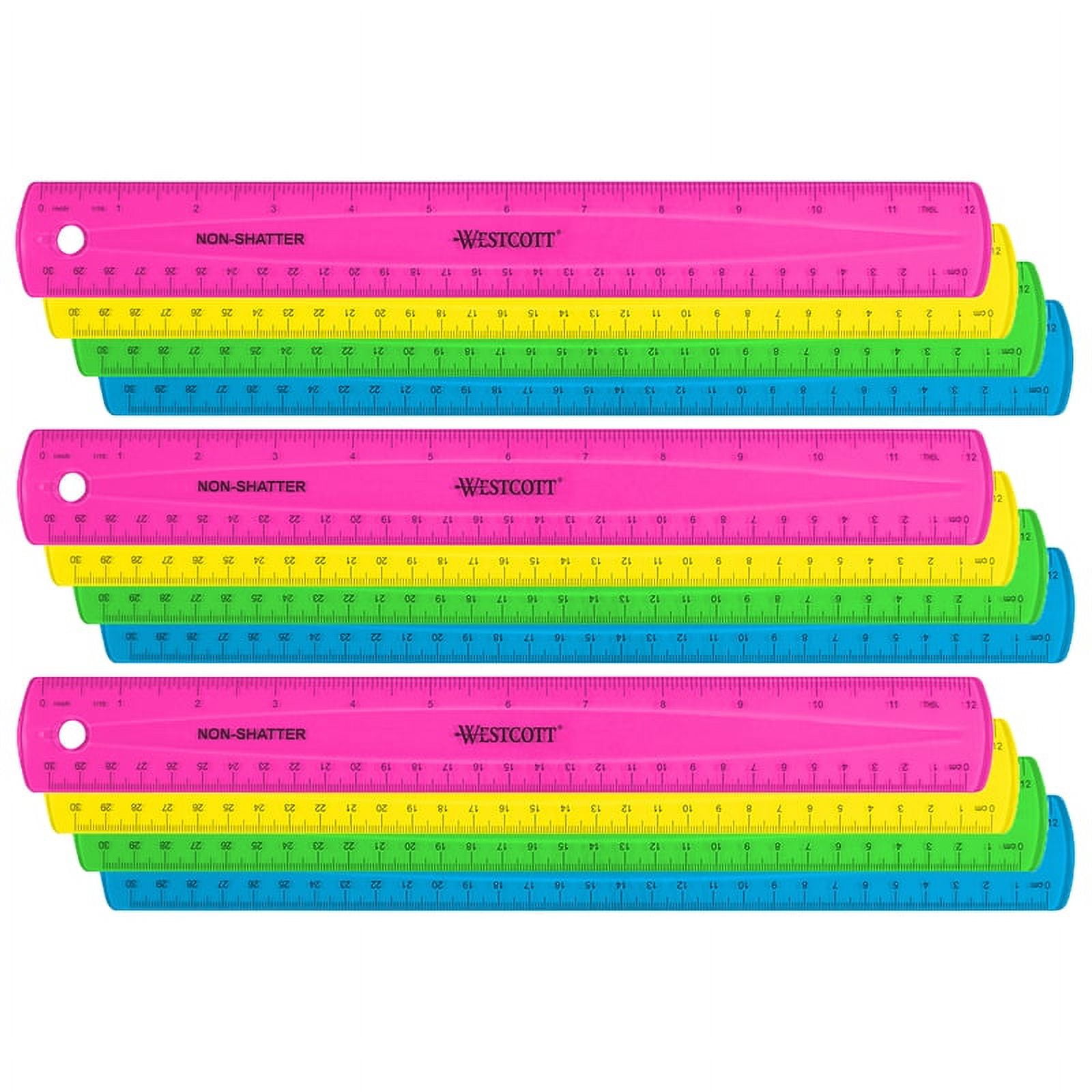 12" Shatterproof Ruler with Anti-Microbial, Assorted Translucent Colors ...