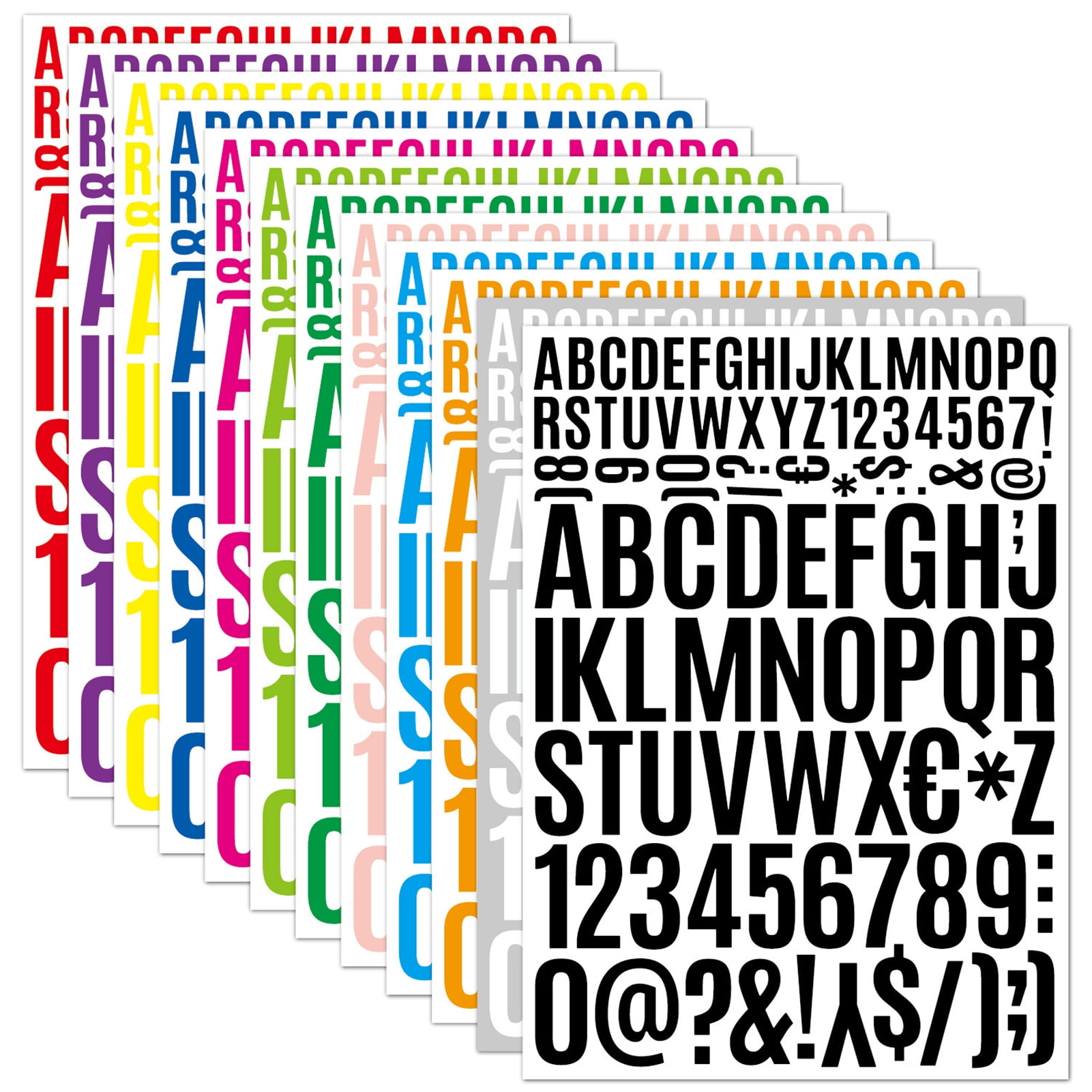 12 Sheet Alphabet Sticker Creative Vibrant Color Letter Symbol Stickers ...