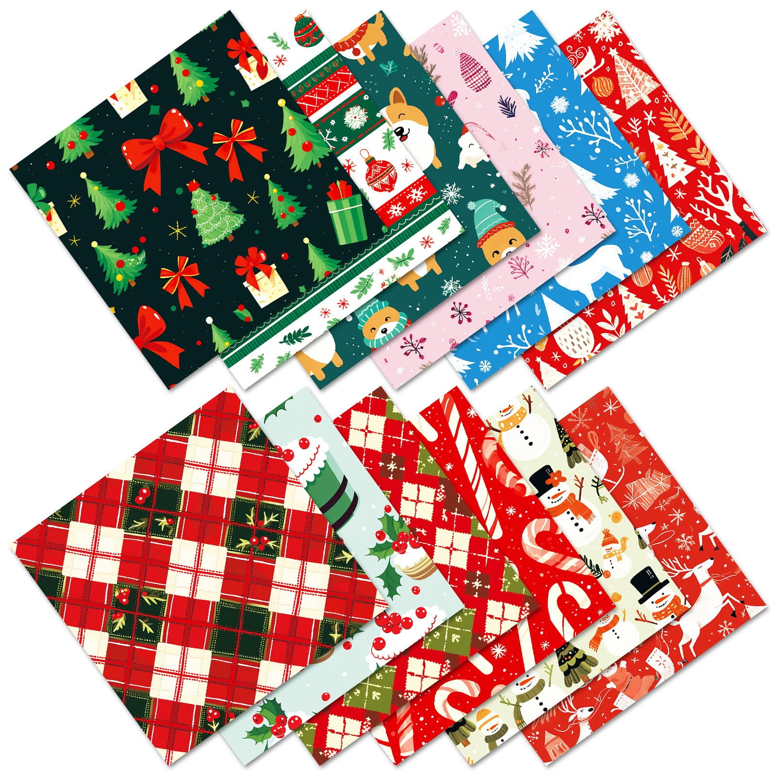 12-Sheet Christmas Theme Paper Collection - 6x6 Inch Decorative Paper ...
