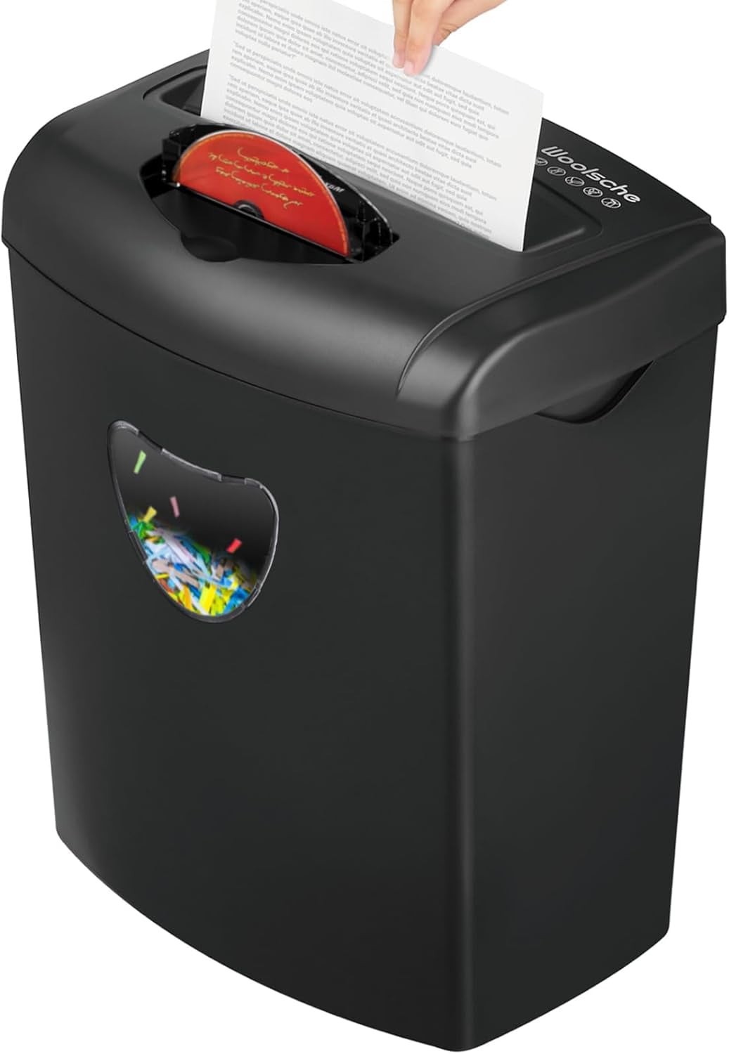 12-Sheet Cross Cut Paper Shredder with Large 5.55-Gallon Basket - P-4 ...