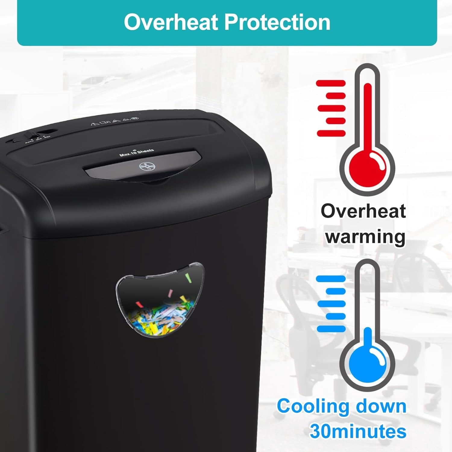 12-Sheet Cross Cut Paper Shredder with Large 5.55-Gallon Basket - P-4 ...