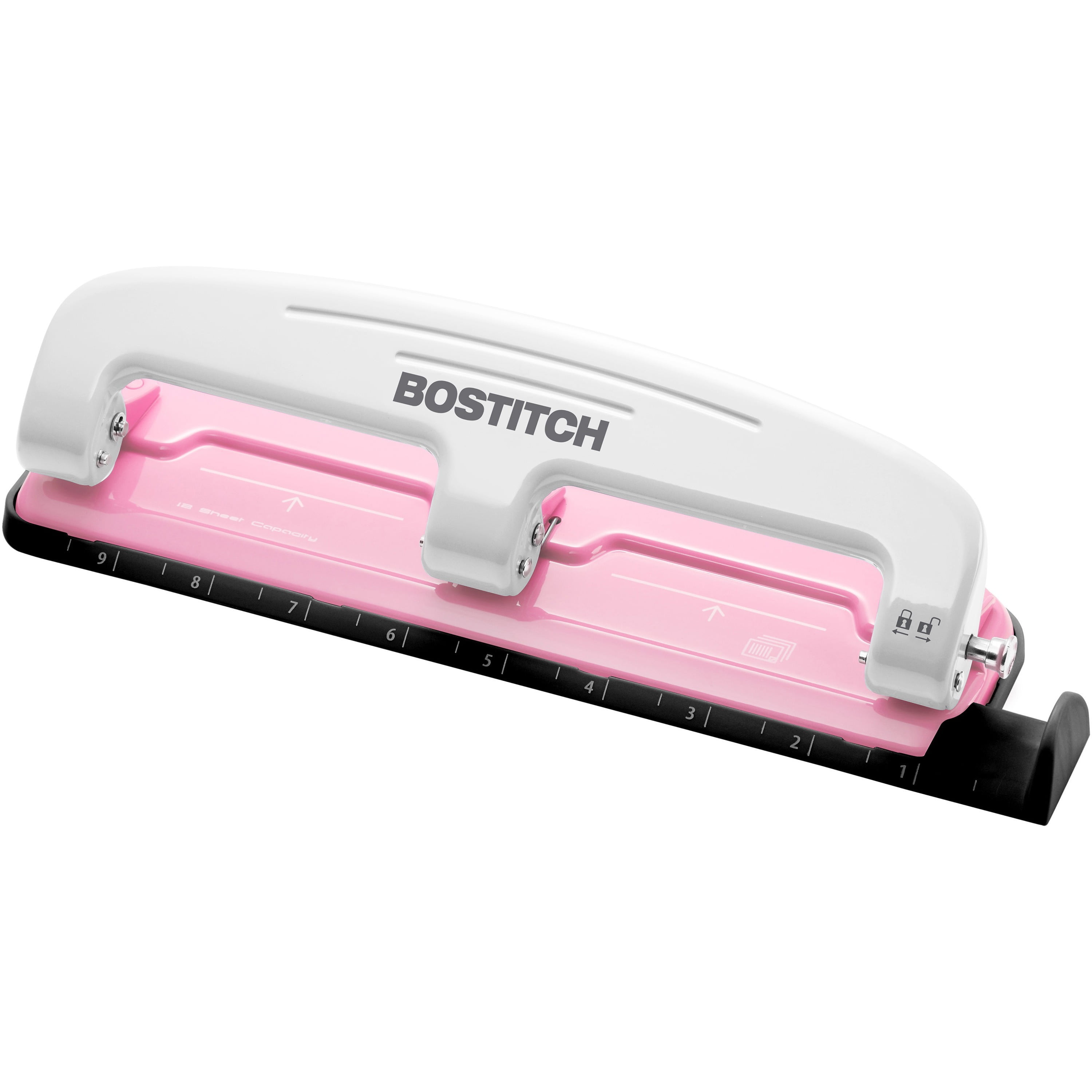 12-Sheet Ez Squeeze Incourage Three-Hole Punch, 9/32" Holes, Pink ...