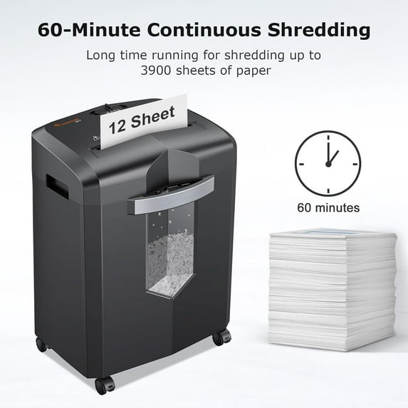 12-Sheet Micro Cut Shredders for Home Office, 60 Minute P-4 Security ...