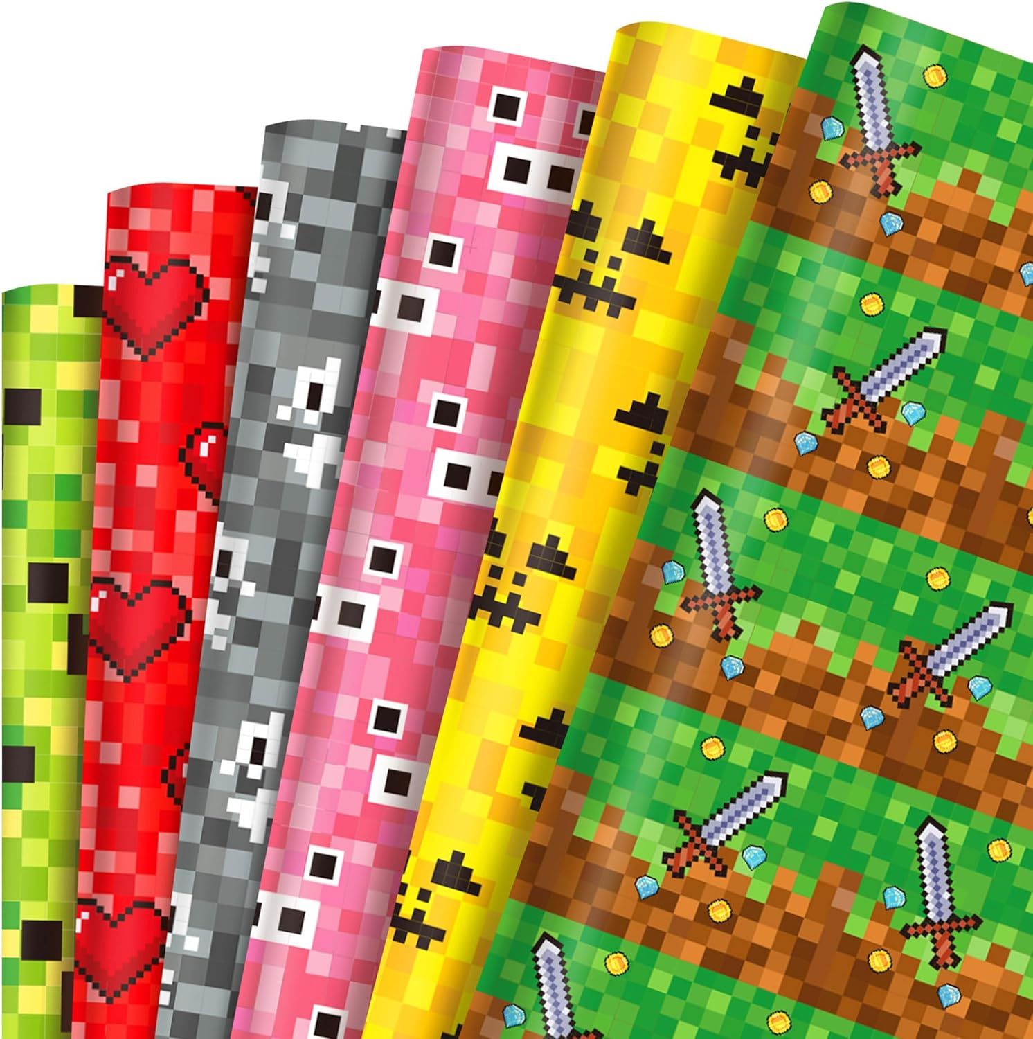 12 Sheet Pixel Birthday Party Decoration Pixel Theme Goodies Present ...