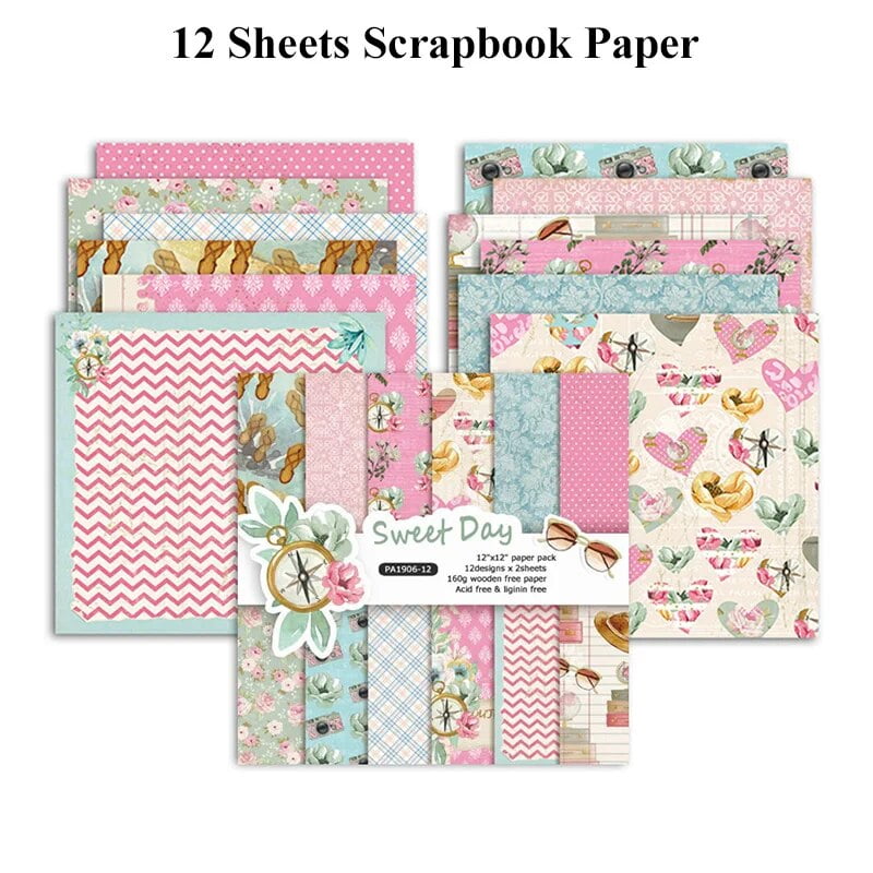 12 Sheet Scrapbook Paper 30x30cm, 12 Inch Scrapbooking Planner Paper ...