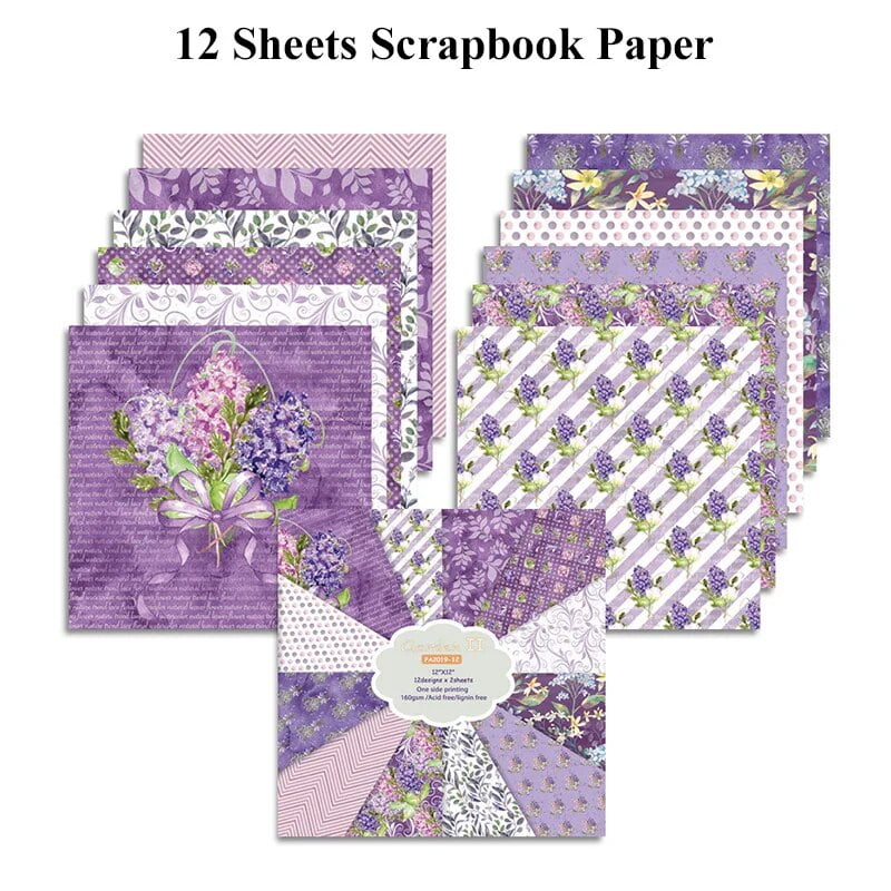 12 Sheet Scrapbook Paper 30x30cm, 12 Inch Scrapbooking Planner Paper ...