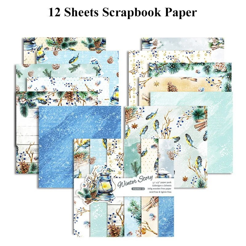 12 Sheet Scrapbook Paper 30x30cm, 12 Inch Scrapbooking Planner Paper ...