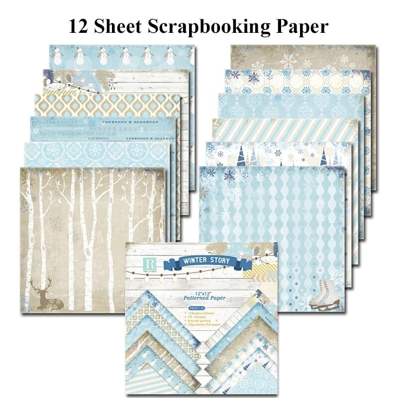 12 Sheet Scrapbook Paper 30x30cm, 12 Inch Scrapbooking Planner Paper ...