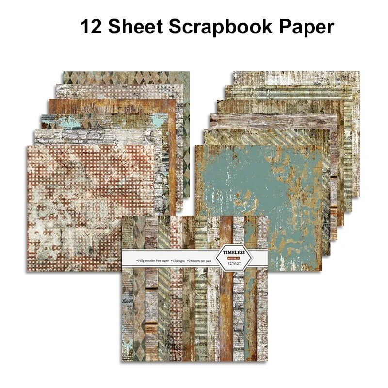 12 Sheet Scrapbook Paper 30x30cm, 12 Inch Scrapbooking Planner Paper ...