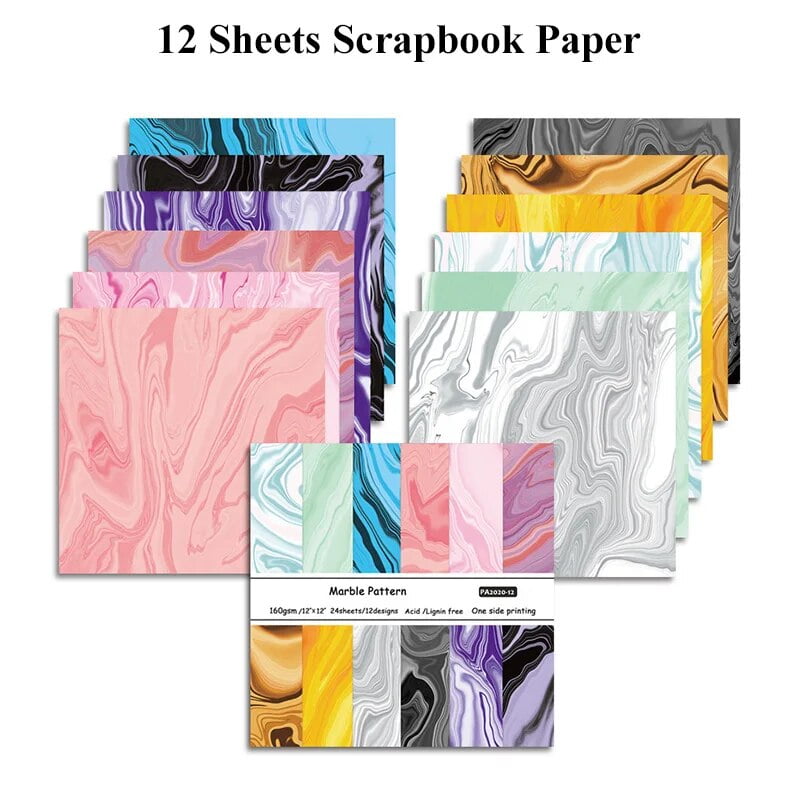 12 Sheet Scrapbook Paper 30x30cm, 12 Inch Scrapbooking Planner Paper ...